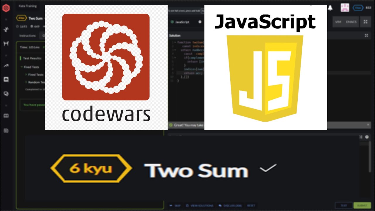 [ 6 kuy ] Two Sum .  / codeWars / JavaScript .