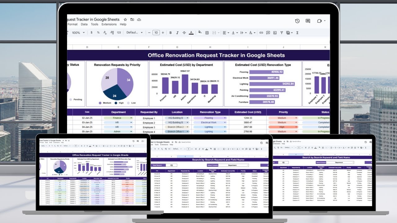Office Renovation Request Tracker in Google Sheets
