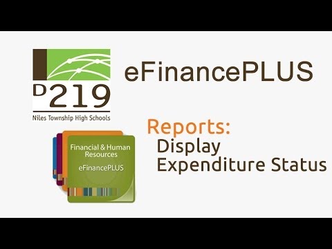 eFinancePLUS Reports: Display Expenditure Status
