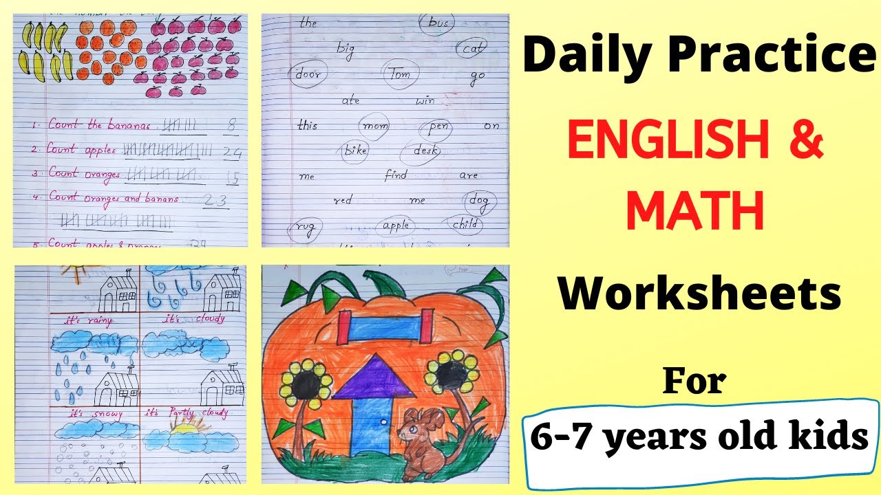 Daily Practice Worksheets for Homeschooling 6-7 years old | ENGLISH MATH Daily Practice Worksheets