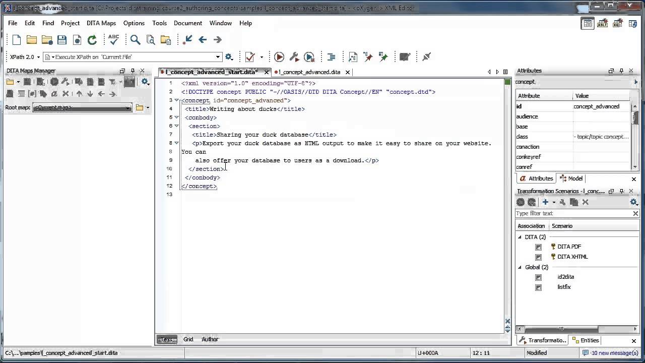 Adding a section in DITA