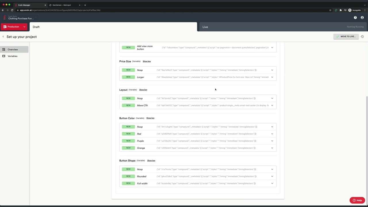 Evolv AI Manager: How to launch an experimentation project