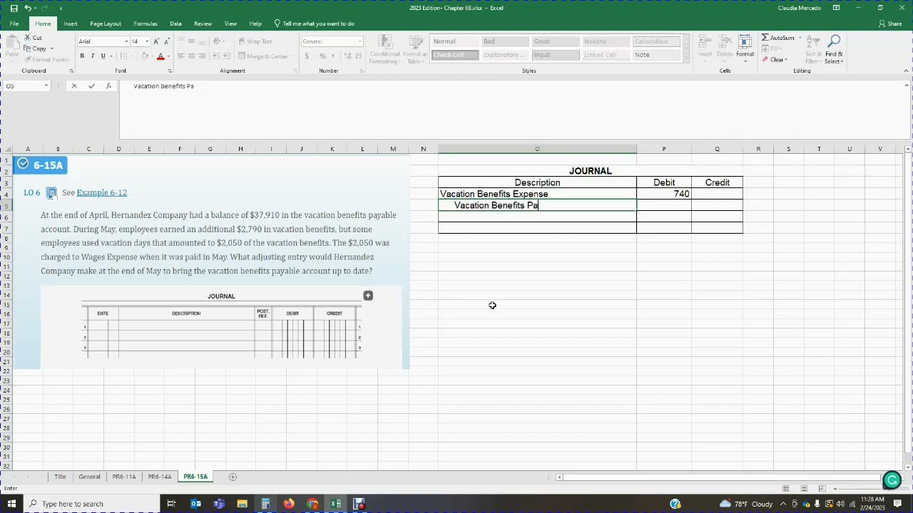 2023 Payroll - Chapter 6 Problem 6-15A