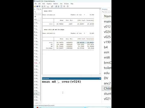 Mean with 95% CI in Stata #confidenceinterval #Stata #structureddata