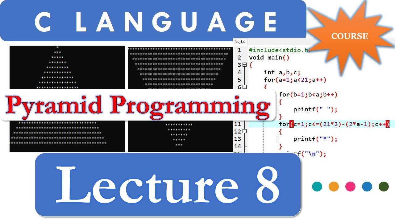Pyramid Pattern Printing Program in C Programming easy way | Tutorial for Beginners | Star Pattern