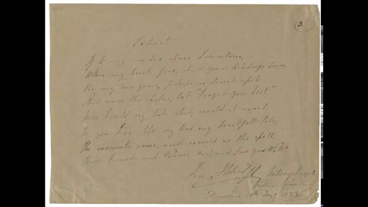 Aldridge Letter, 1853a