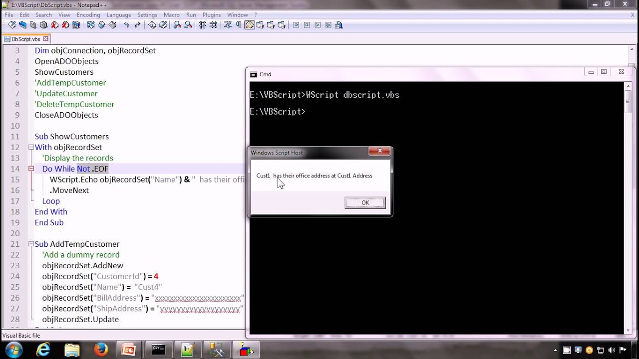 VBScript SQL Query-VBScript Sql Connection-Vbscript SQL Server-Vbscript Database SQL-Database Record