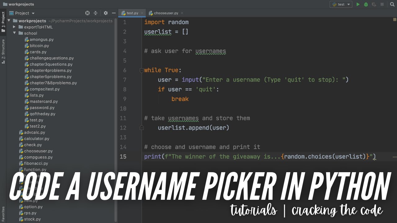 HOW TO CODE A USERNAME PICKER IN PYTHON! beginner python project | Cracking the Code