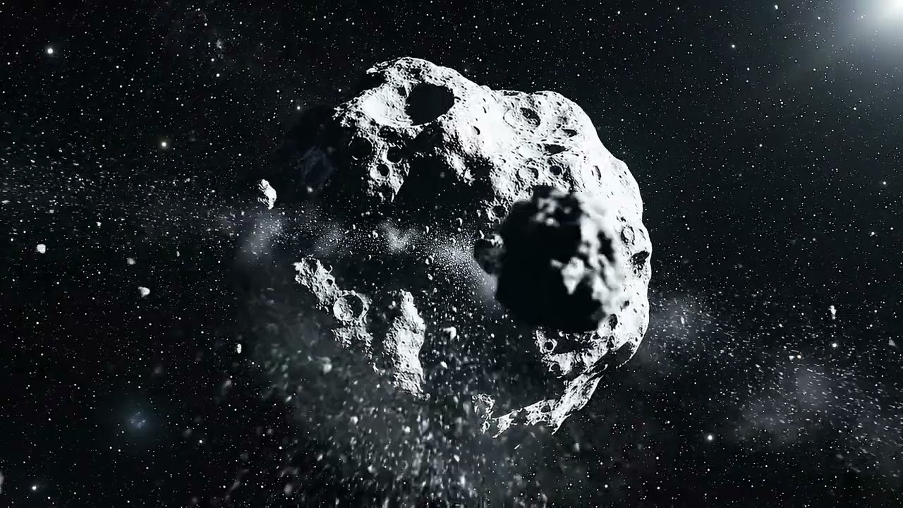 video background   Giant asteroid in deep space