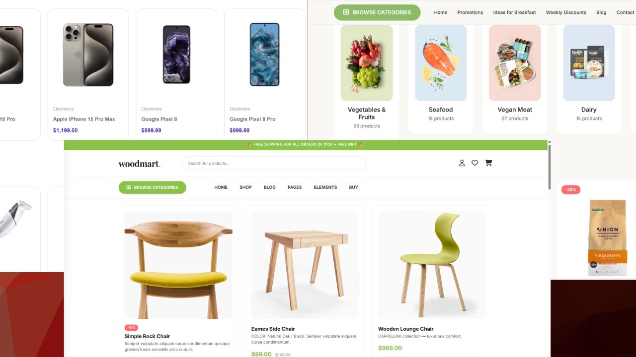 WoodMart Website Development Using HTML CSS Bootstrap |Mega Menu | eCommerce Website Design Tutorial