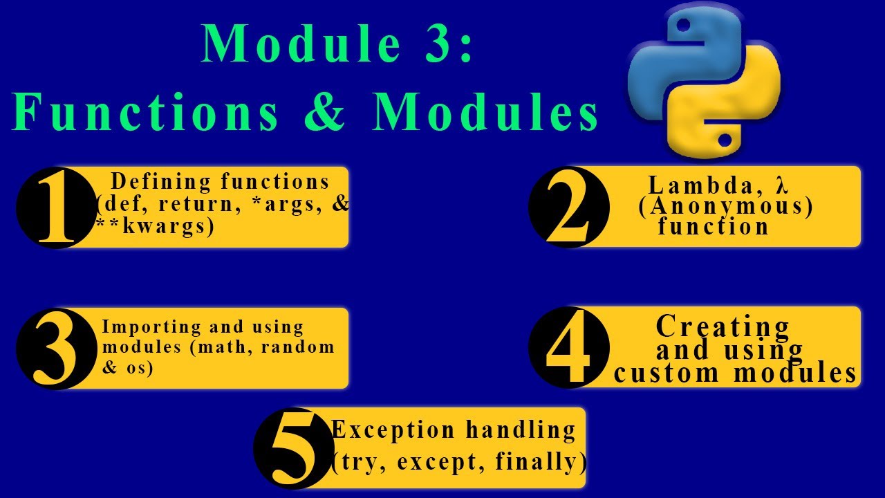 Module 3: Functions & Modular Programming in Python | Lambdas, Modules & Exceptions Explained