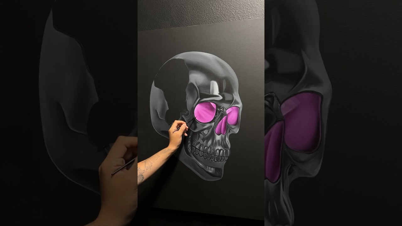Painting a skull with purple crystals! #shorts #art #artist #painting #drawing #illustration