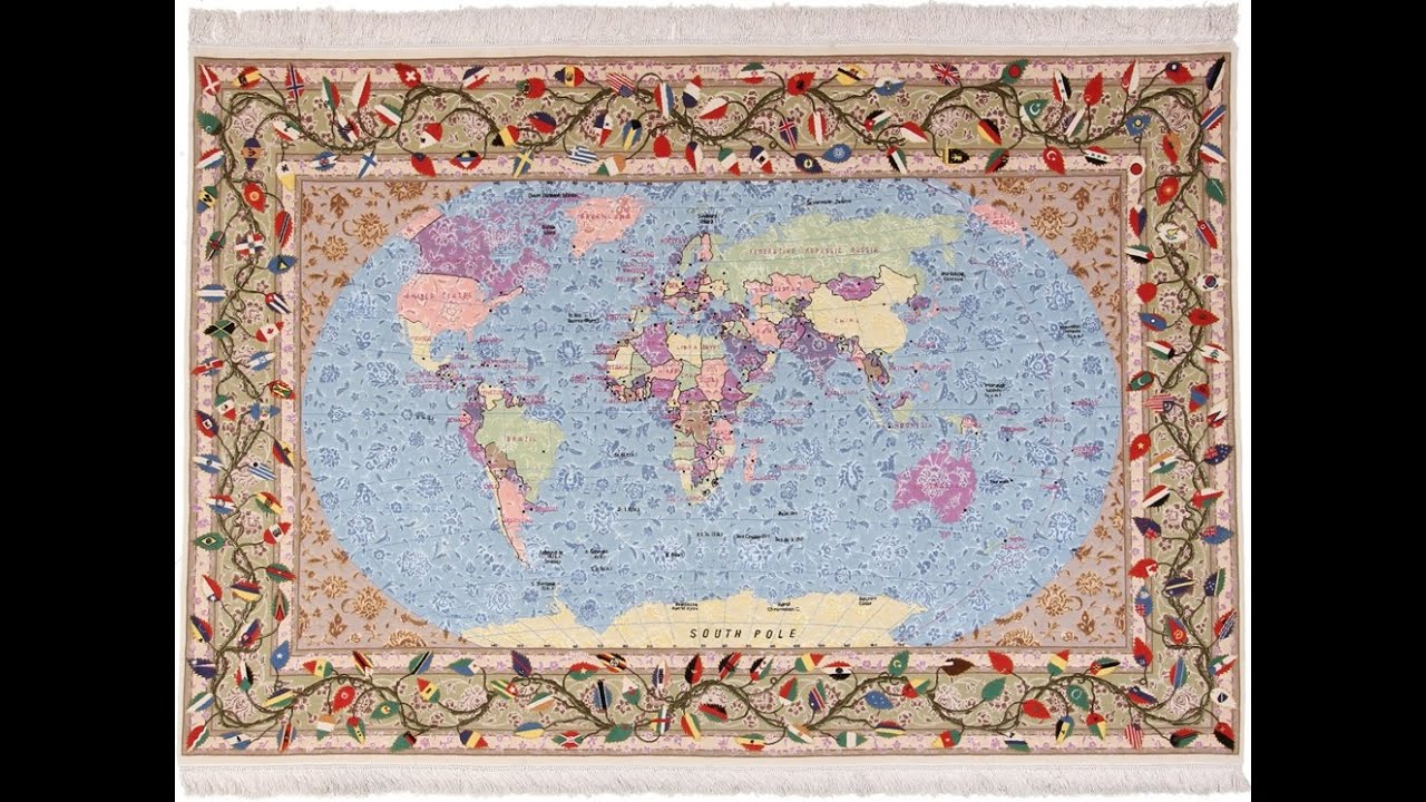 Custom Rug:  Pictorial World Map Persian Carpet - Geography Meets Weave