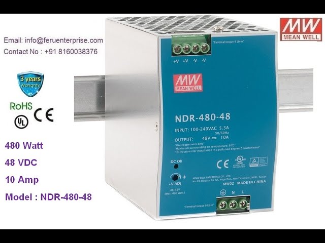NDR-240-24 Meanwell Power Supply 240W SMPS - NDR-480-48 Meanwell SMPS ...