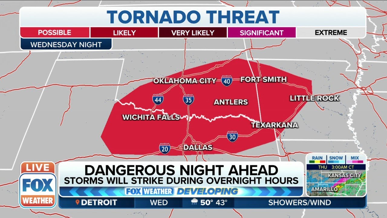 Nighttime Tornadoes Could Hit The South During The Overnight Hours