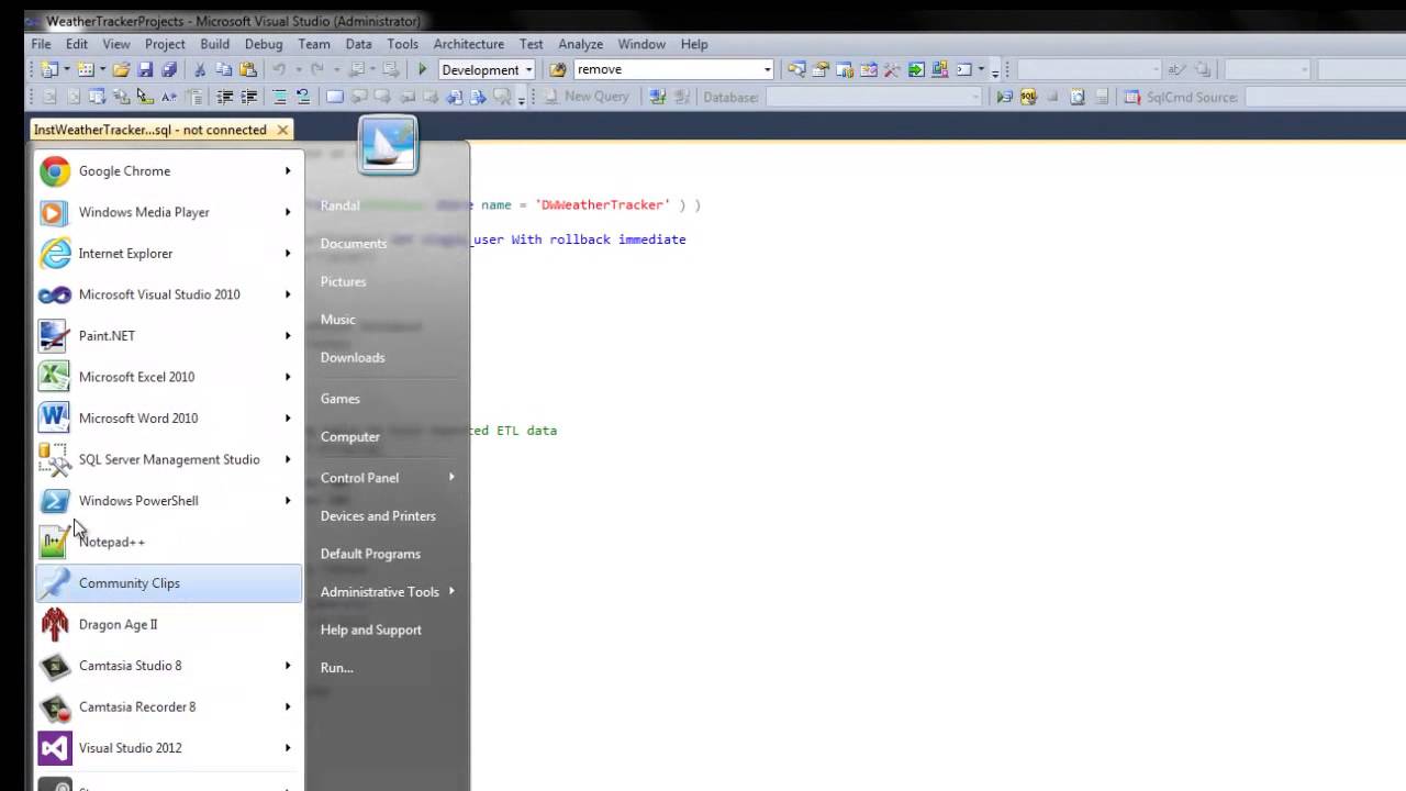 Issue I cannot run SQL code in Visual Studio
