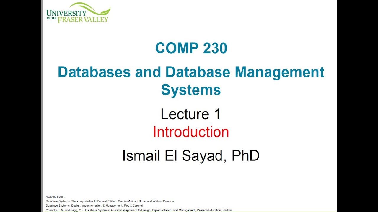 COMP 230  Databases and Database Management Systems Lecture 1