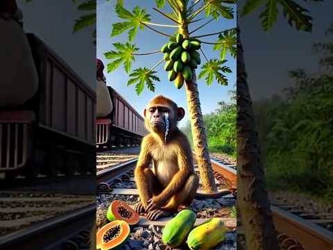 โค๏ธA monkey๐ and a papaya tree๐ video๐น #shorts #viral #trending #animation #3danimation #monkey #yt