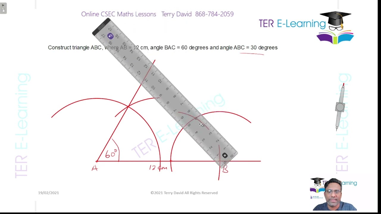 CSEC Maths - Constructing a triangle given two angles and one side (Terry David)