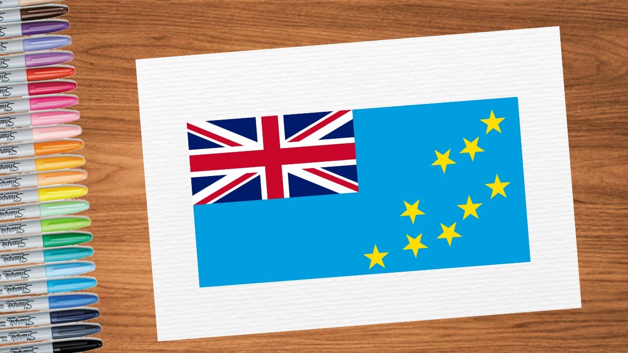 How to draw Tuvalu Flag - Flags drawing, Coloring Flags