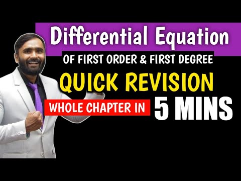 Differential Equation of First Order and First Degree - Quick Revision ...