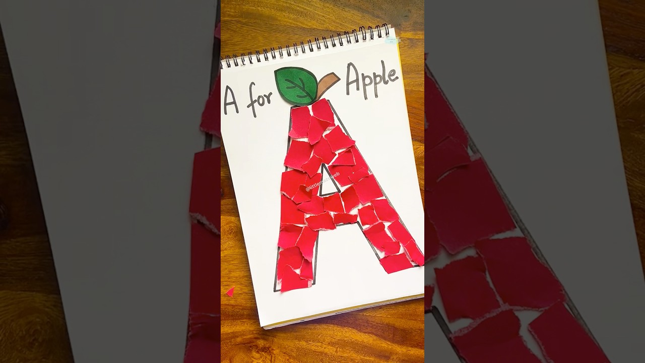 Tear & Stick Craft for Letter A ✂️✨ | A for Apple Fun! #kidsartandcraft #shorts  #lettercraft