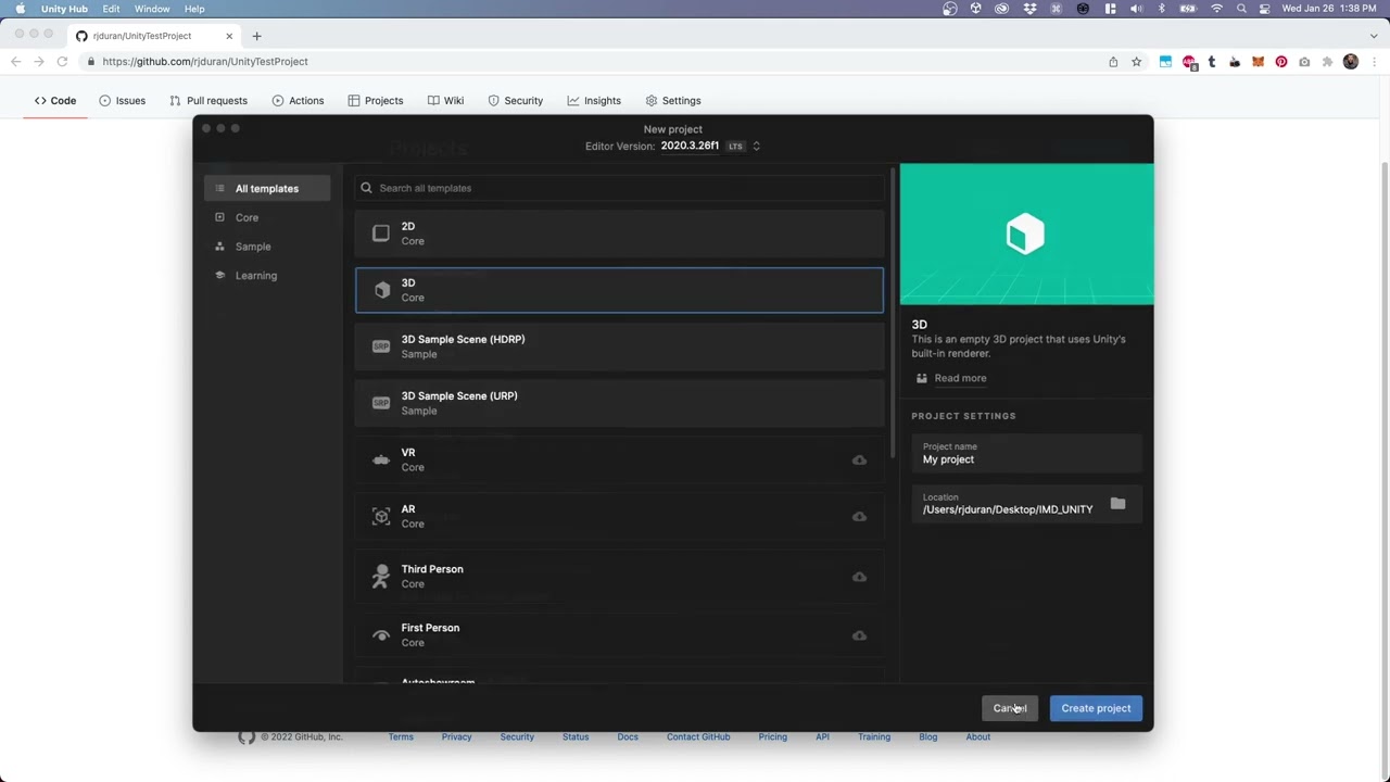 How to use Github templates for sharing Unity projects