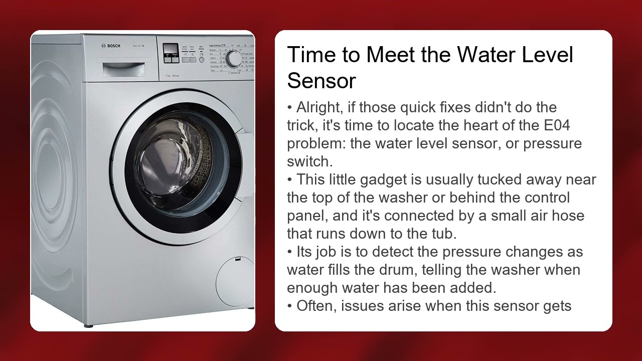 Bosch Washer Error Code E04 – Water Level Sensor Fix