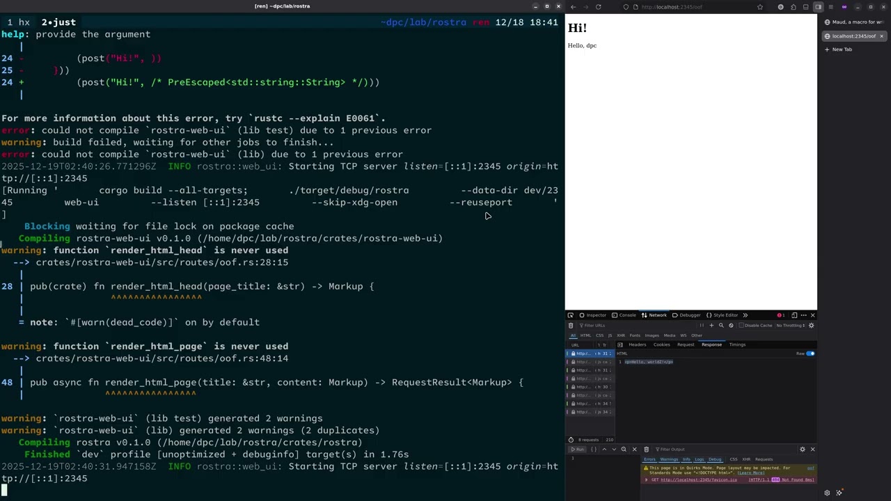 Rust, Axum, Maud, Htmx -  smooth Rust web development