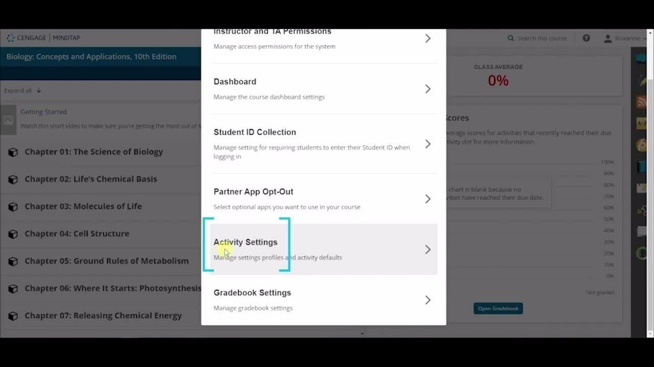MindTap Instructor: Changing Global Activity Settings