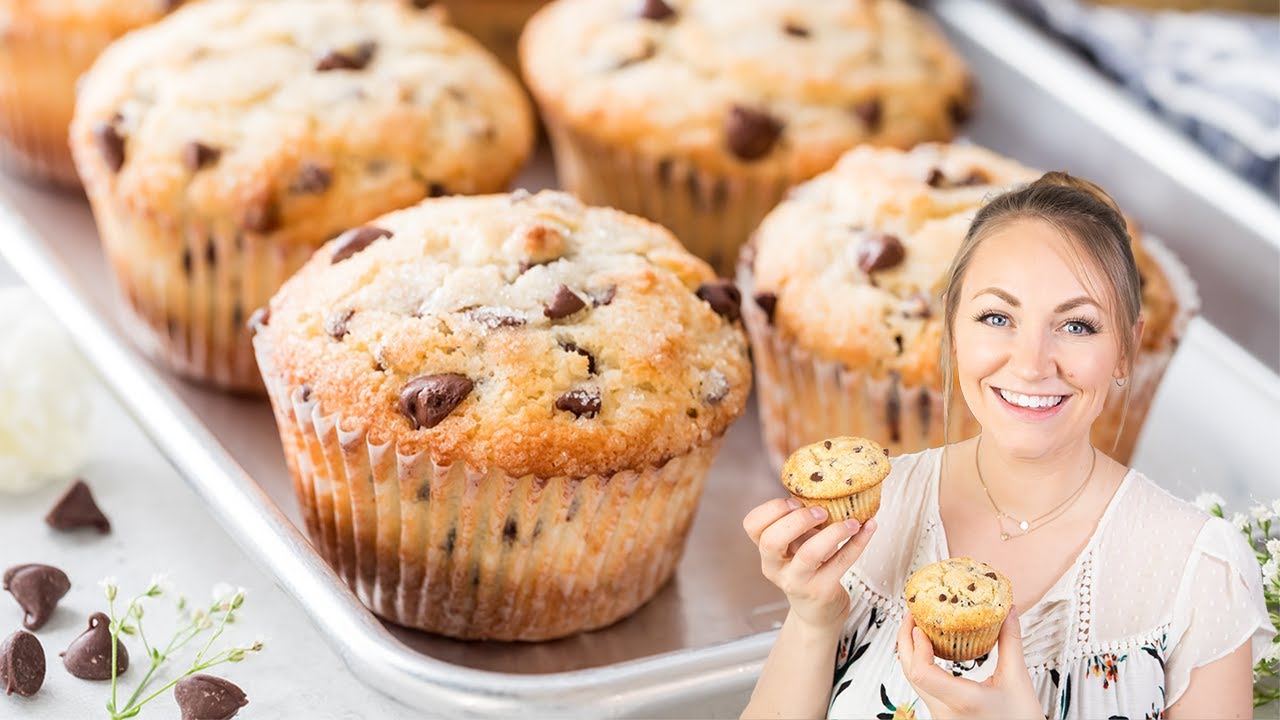 Bakery Style Chocolate Chip Muffins are Prettier and Tastier