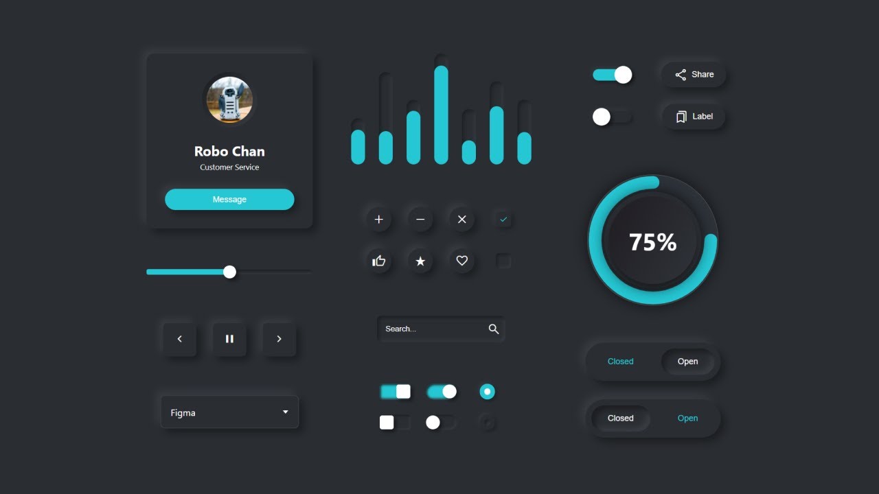 Complete Neumorphic UI Kit From Scratch | HTML, CSS, JS