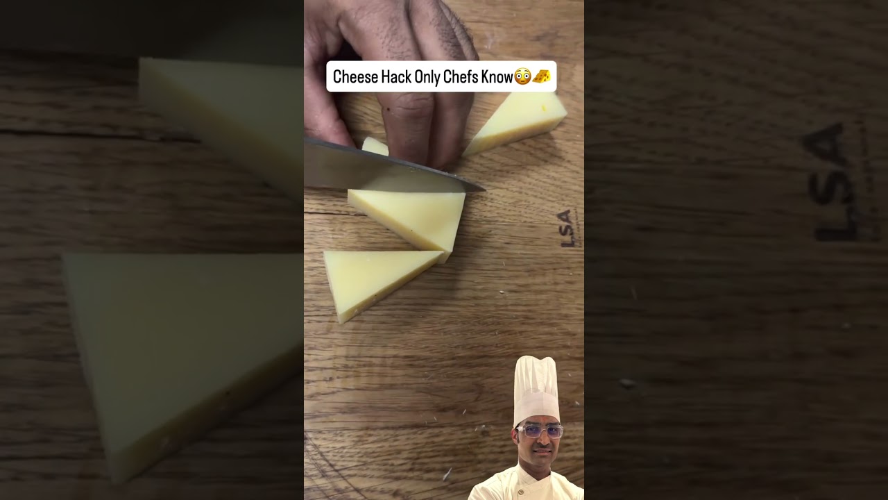 Most people cut cheese wrong and waste it 🧀❌ #cheesehack #cheftips #kitchenhacks #foodshorts #cook
