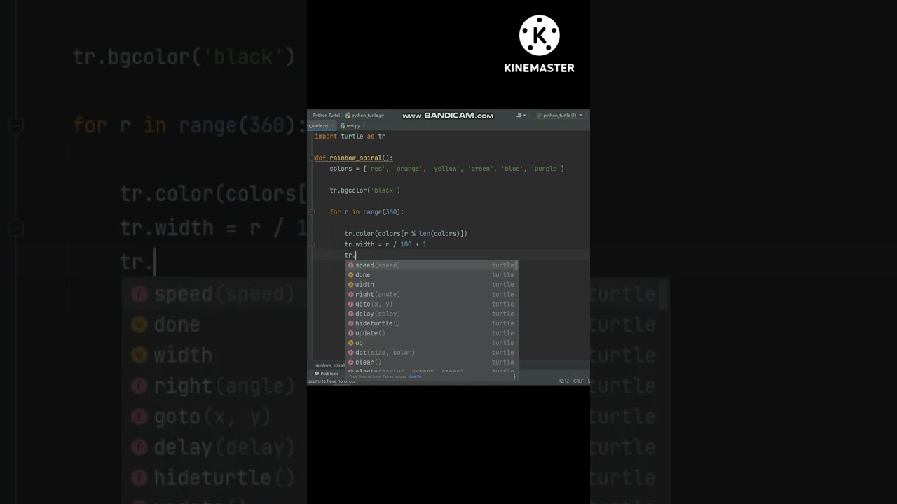 Rainbow Spiral Animation in Python Turtle #pythonturtle #tkinterhub