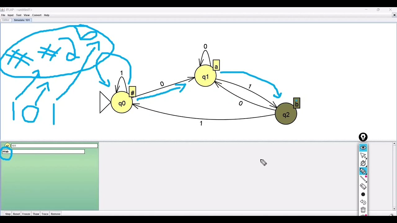 Testing Moore Machine using JFLAP