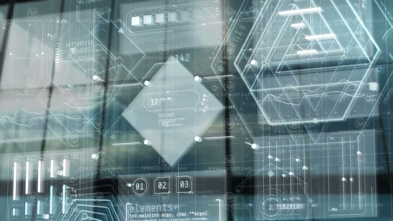 Futuristic interface displaying complex data and information in virtual reality