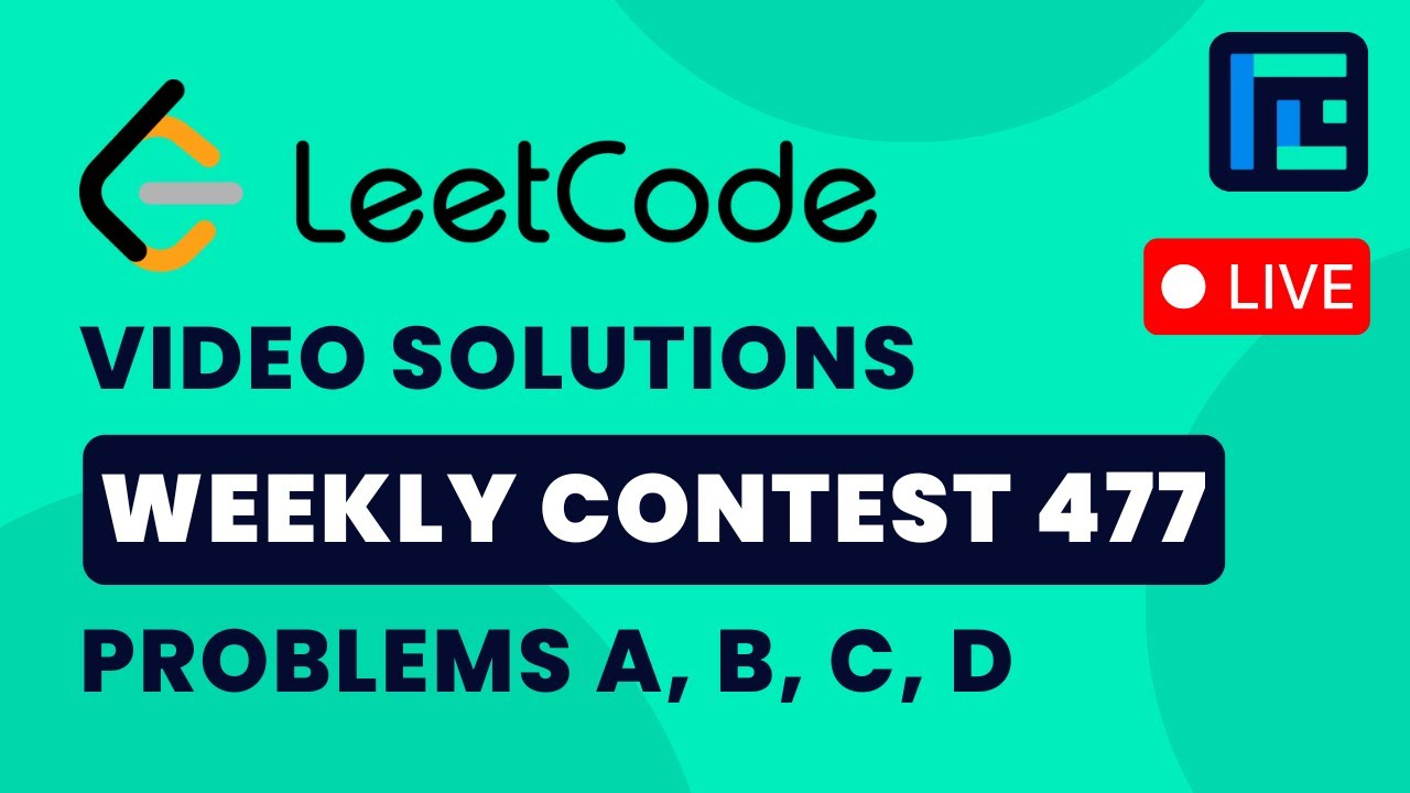 Leetcode Weekly Contest 477 | Video Solutions - A to D | by Vibhaas | TLE Eliminators