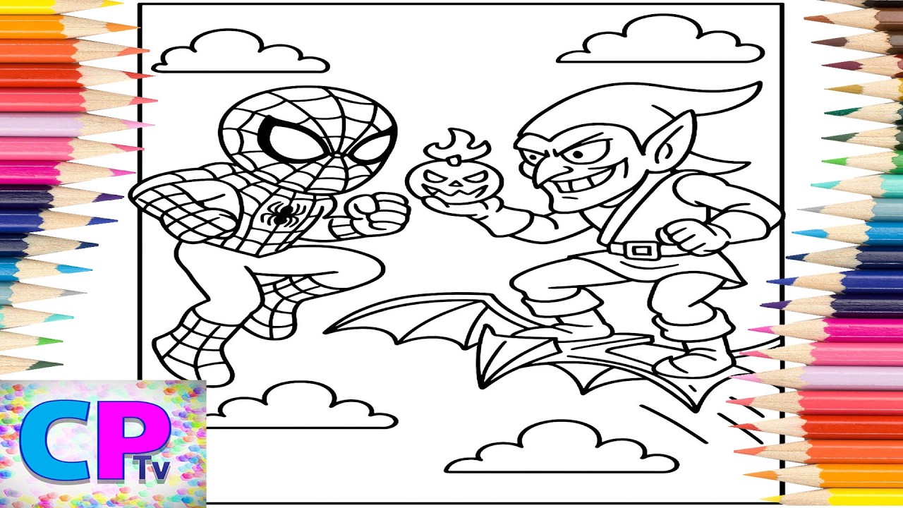 Spiderman vs Green Goblin/Spiderman Fights his Enemy/Creative Coloring Pages/Relaxing Video