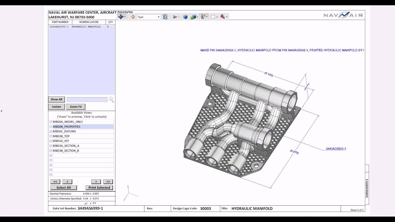 Example of 3D PDF TDP (Technical Data Package)
