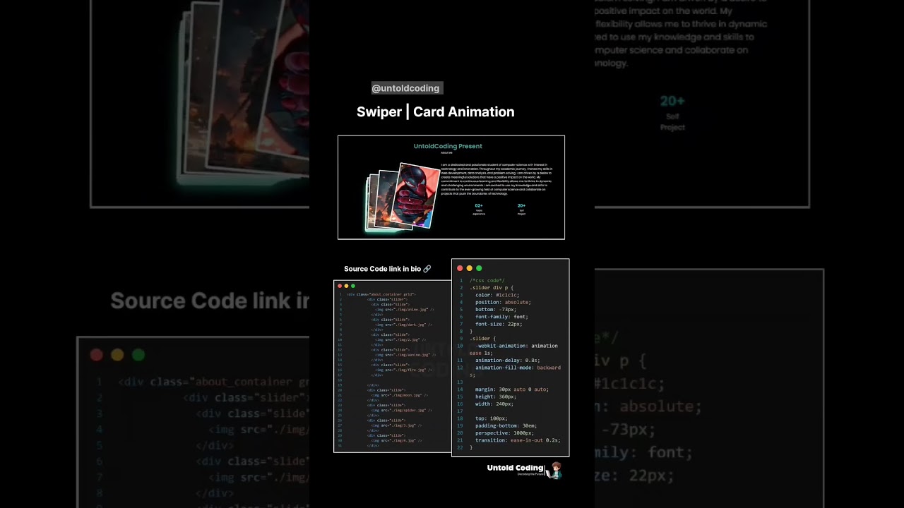 Swipe Card Animation🤭✌#shorts #viral #coding #coder #webdevelopment #html #javascript