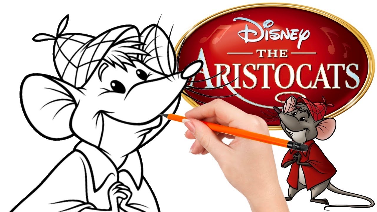How to draw Roquefort, a mouse who will brave danger to help his feline friends - The Aristocats
