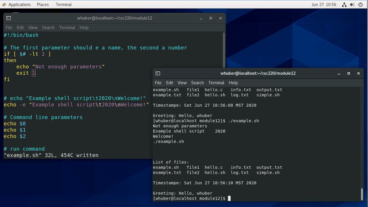 Bash Shell Programming - Parameters, Conditionals, & Loops