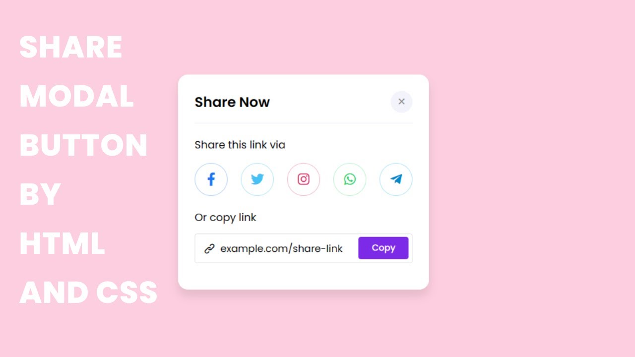 How To Create A Share Modal Button In Html Css And Javascript | Source Code