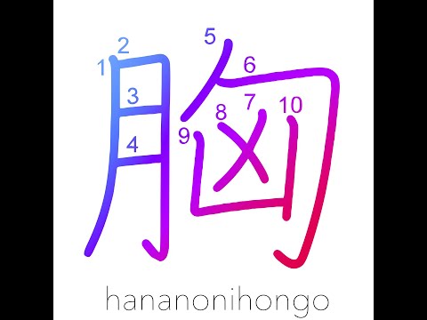 胸 - breast/chest/bosom - Learn how to write Japanese Kanji 胸 - hananonihongo.com