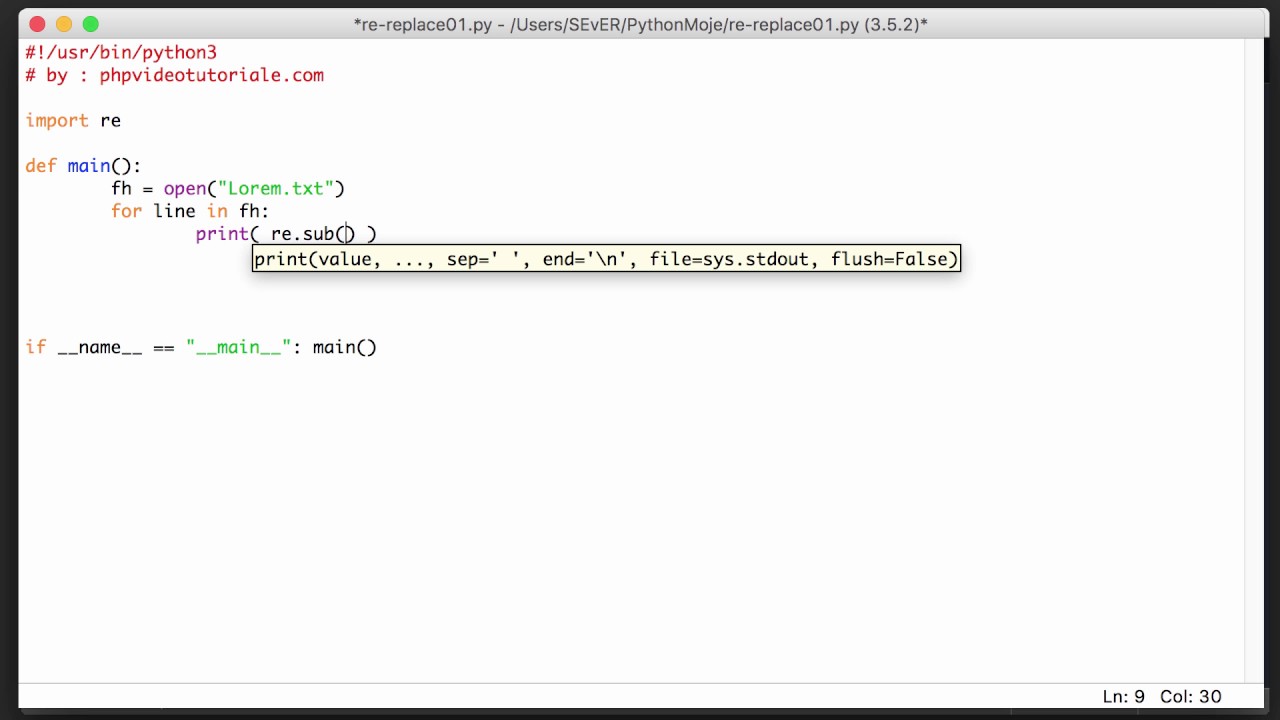 Python 3 Tutorial - replace text with regular expression