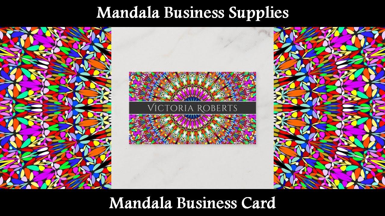 Colorful Floral Geometric Mandala Business Card by David Zydd