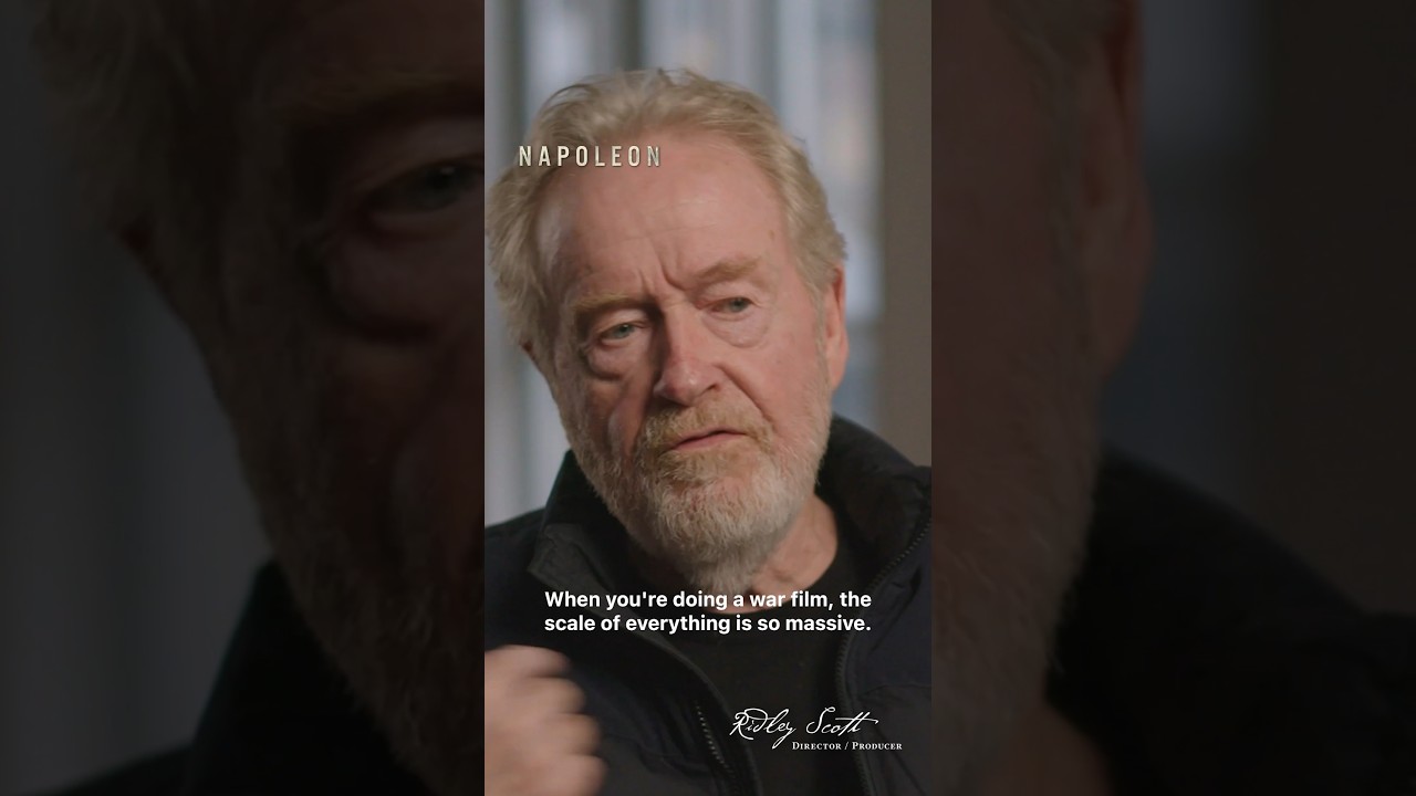300 men. 100 horses. 11 cameras. Ridley Scott breaks down #Napoleon’s epic battle sequences. #Shorts