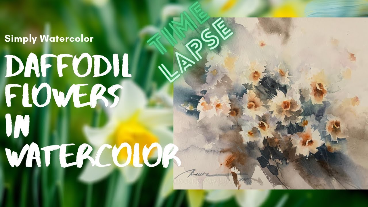 How To Do Daffodil Flowers In Watercolor [ Timelapse ]