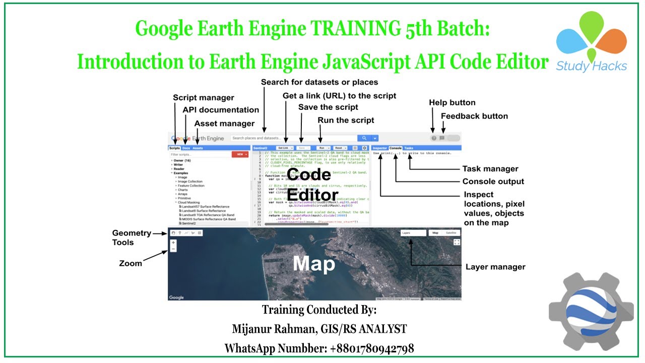 Google Earth Engine TRAINING 5th Batch: Introduction to Earth Engine JavaScript API Code Editor