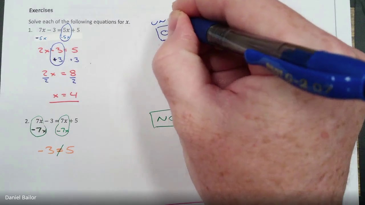 8th Grade Eureka Math Module 4: Lesson 7 - Classification of Solutions